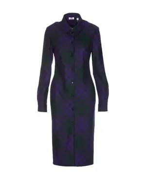 Burberry Burberry Long Sleeve Checked Shirt Dress Black