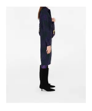 Burberry Long Sleeve Checked Shirt Dress - Black