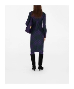 Burberry Long Sleeve Checked Shirt Dress - Black