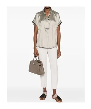 Brunello Cucinelli Short-sleeved Collared Blouse - Green