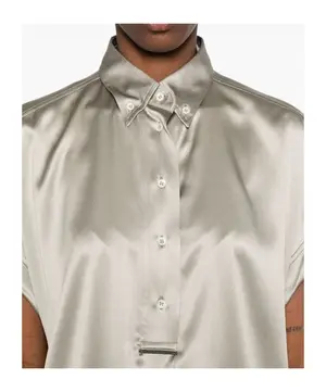 Brunello Cucinelli Short-sleeved Collared Blouse - Green