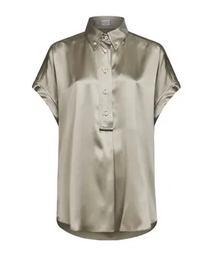 Brunello Cucinelli Short-sleeved Collared Blouse