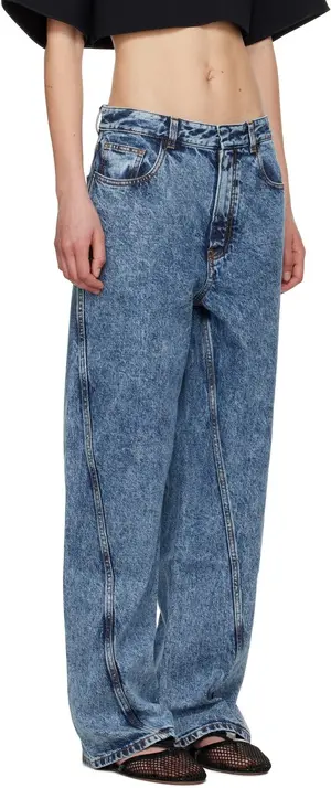 Alaïa Twisted Straight Cut Jeans - Blue