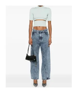 Alaïa Twisted Straight Cut Jeans - Blue