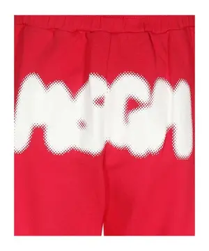 MSGM Logo Printed Drawstring Track Pants - Red