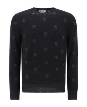 Alexander McQueen Skull Pattern Knitted Wool Sweater