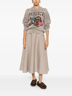 GANNI Graphic Puppy Knitted Sweater - Brown