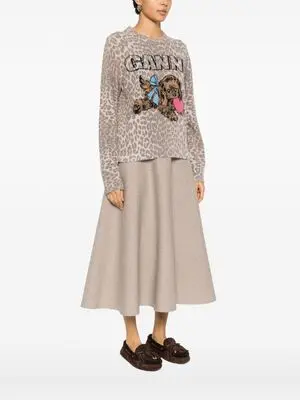 GANNI Graphic Puppy Knitted Sweater - Brown