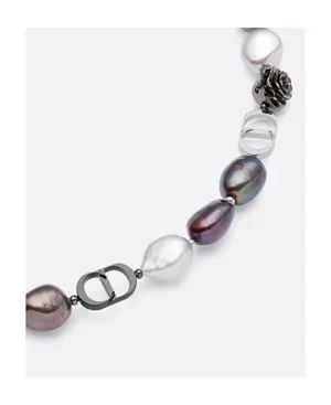 Dior Roses Necklace With Freshwater Pearls And Cd Icon Logos