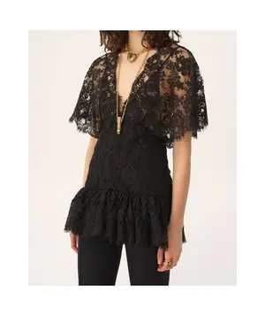 Chloé Lace Ruffle V-neck Top