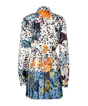 Fendi Falena Print Belted Pleated Mini Dress