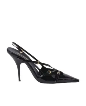 Miu Miu Patent Leather Slingbacks With Buckles