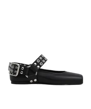 Alaïa Biker Ballet Flats With Double Tongue Buckles