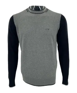 Emporio Armani Long Sleeve Sweater With Contrasting Sleeves And Logo Detail