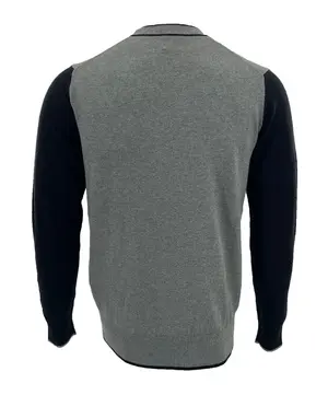 Emporio Armani Long Sleeve Sweater With Contrasting Sleeves And Logo Detail