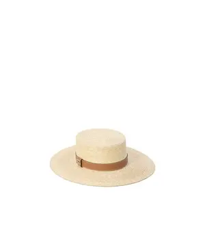 Gucci Logo Plaque Woven Hat - Nude