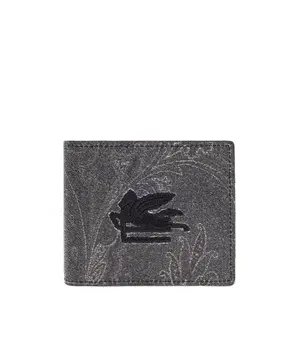 Etro Pegaso Embroidered Wallet - Black