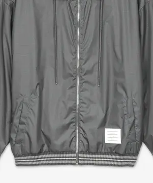 Thom Browne Ripstop Lightweight Jacket With Rwb Stripes And Logo Patch - Silver
