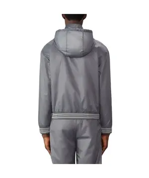Thom Browne Ripstop Lightweight Jacket With Rwb Stripes And Logo Patch - Silver