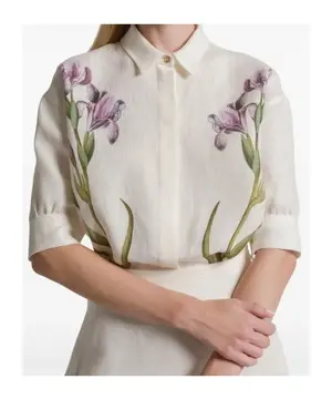 Alberta Ferretti Floral Print Linen Shirt