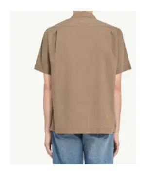 MAISON MARGIELA Logo Embroidered Short Sleeved Shirt - Light Brown