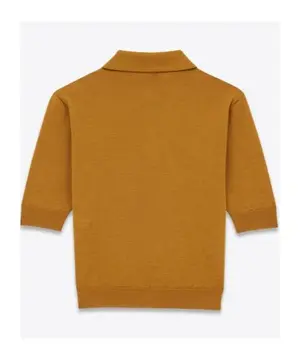 Saint Laurent Cassandre Embroidered Polo Shirt - Brown
