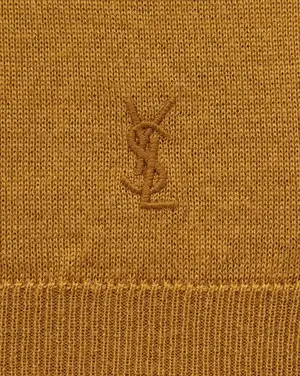 Saint Laurent Cassandre Embroidered Polo Shirt - Brown