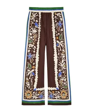 ALEMAIS Elasticated Waistband Printed Wide-leg Trousers - Red