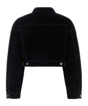 Miu Miu Cropped Velvet Jacket With Logo Detail