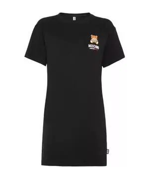 Moschino Logo Printed T-shirt Dress - Black