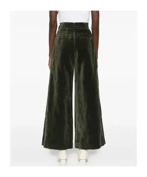 UMA WANG Velvet Texture Pleated Front Wide Leg Slacks - Green