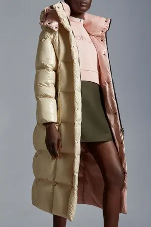 Moncler Parnaiba Long Down Jacket With Removable Hood