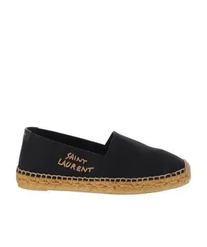 Saint Laurent Logo Embroidered Espadrilles - Black