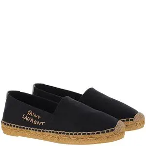 Saint Laurent Logo Embroidered Espadrilles - Black