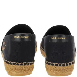 Saint Laurent Logo Embroidered Espadrilles - Black