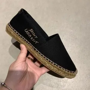 Saint Laurent Logo Embroidered Espadrilles - Black
