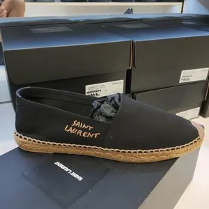 Saint Laurent Logo Embroidered Espadrilles - Black