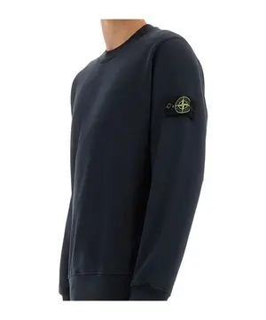 Stone Island Logo Patch Crewneck Sweatshirt - Blue