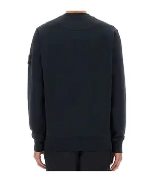 Stone Island Logo Patch Crewneck Sweatshirt - Blue
