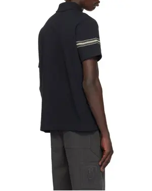 Burberry Equestrian Knight Motif Striped Polo Shirt - Indigo