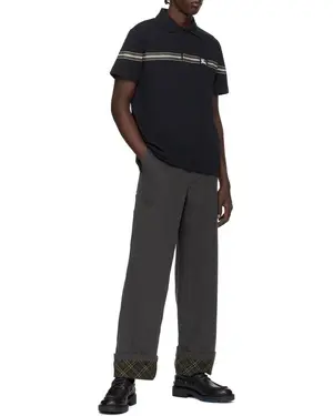 Burberry Equestrian Knight Motif Striped Polo Shirt - Indigo