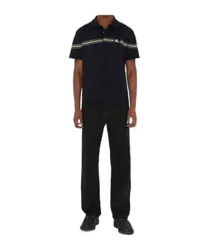 Burberry Equestrian Knight Motif Striped Polo Shirt - Indigo
