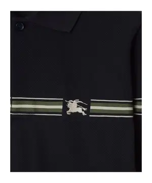 Burberry Equestrian Knight Motif Striped Polo Shirt - Indigo