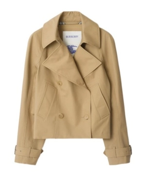 Burberry Cropped Cotton Trench Jacket With Signature Check Undercollar