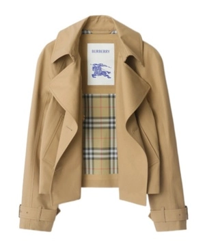 Burberry Cropped Cotton Trench Jacket With Signature Check Undercollar