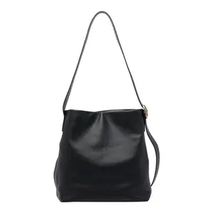 Loewe Ruched Logo Patch Shoulder Bag - Black