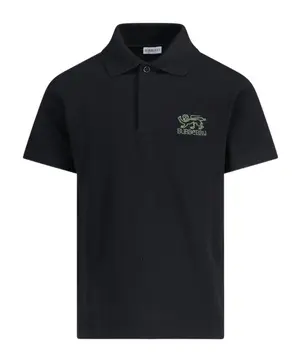 Burberry Logo Embroidered Polo Shirt - Black