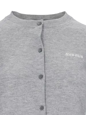 Miu Miu Crewneck Button-up Cardigan With Logo Detail