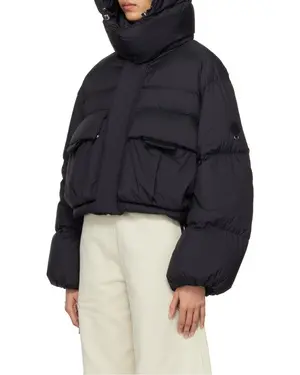 Moncler Cropped Hooded Down Jacket