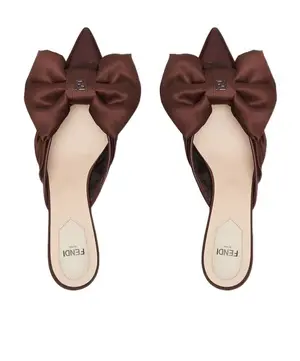 Fendi Colibrì Mules With Bow Detailing - Deep Red